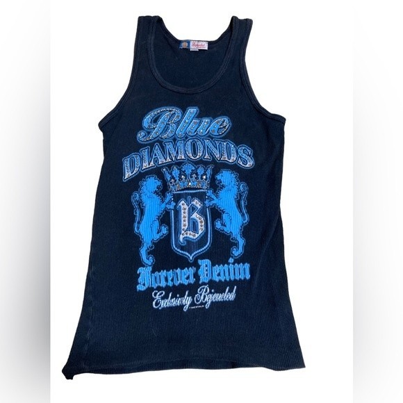 Tops | Bejeweled By Susan Fixel Blue Diamond Forever Denim Bejeweled ...